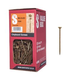 SafeTop - Chipboard Screws 4.0x60mm Value Box (250pc)